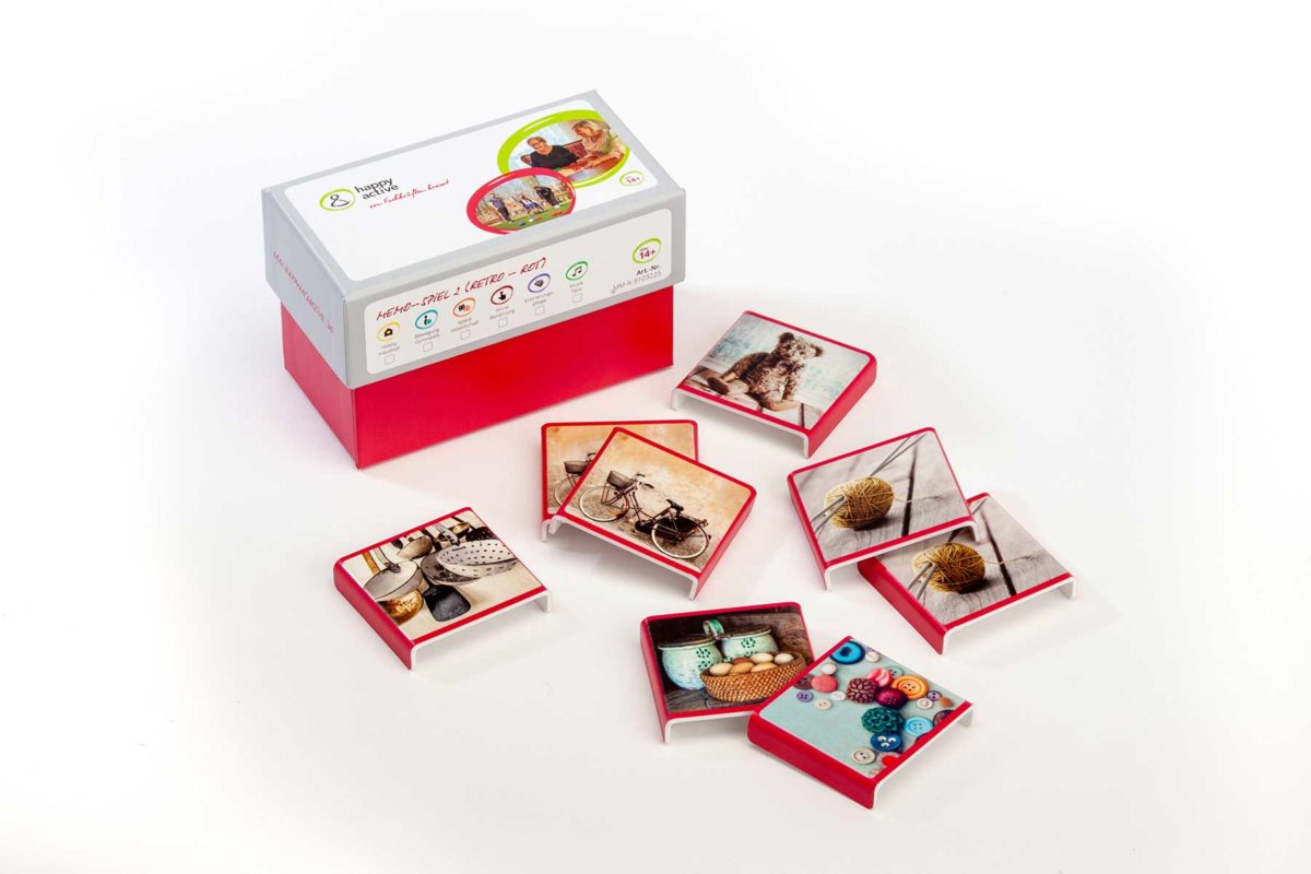 MemoSpiel - "RETRO" (rote Variante) - happy&active